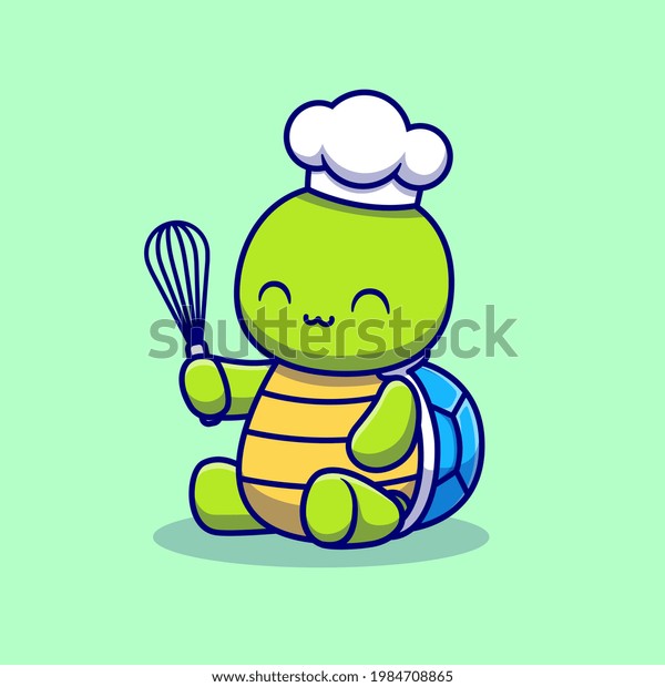 Cute Turtle Chef Cooking Cartoon Vector Stock Vector (Royalty Free ...