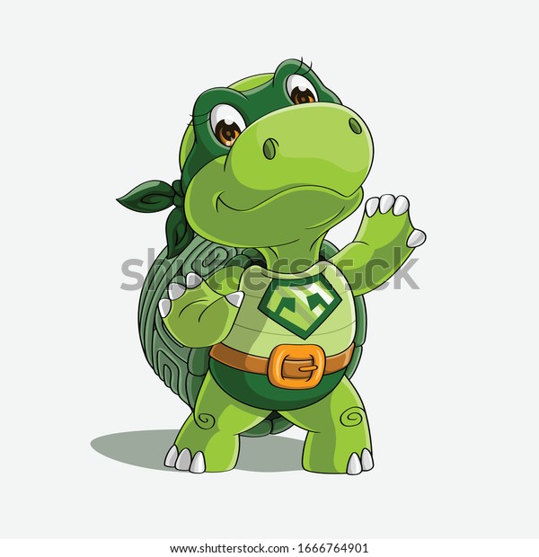 Cute turtle super hero cartoon, handgezeichnet: Stock-Vektorgrafik ...