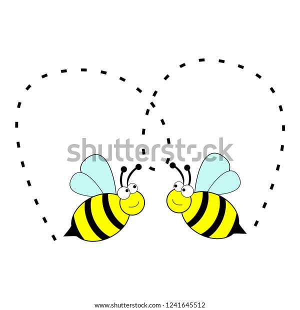 Cute Two Bee Love Vector Stock Vector (Royalty Free) 1241645512