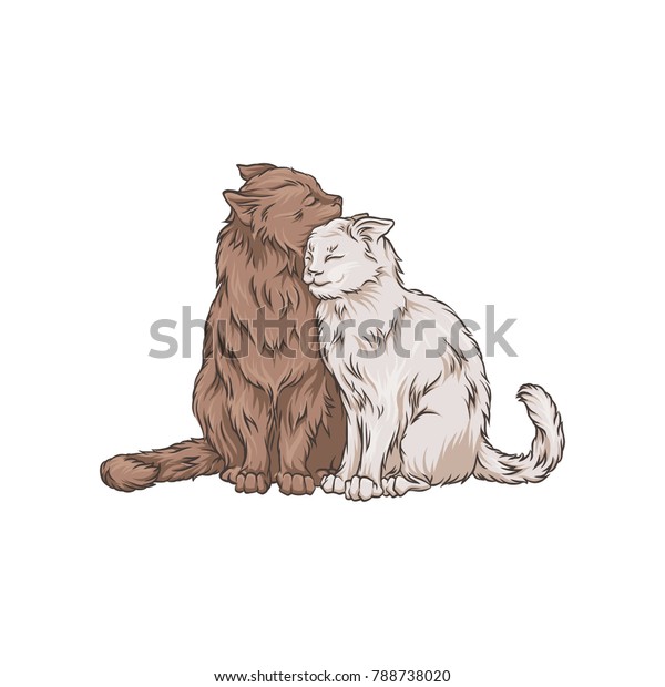Cute Two Hugging Cats Pet Animals: เวกเตอร์สต็อก (ปลอดค่าลิขสิทธิ์ ...