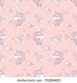 Cute Unicorn Cupcake Seamless Pattern Pink Stock Vector (Royalty Free ...