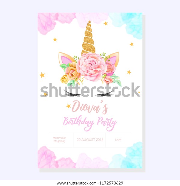 Cute Unicorn Face Flower Unicorn Head Stock Vector (Royalty Free ...