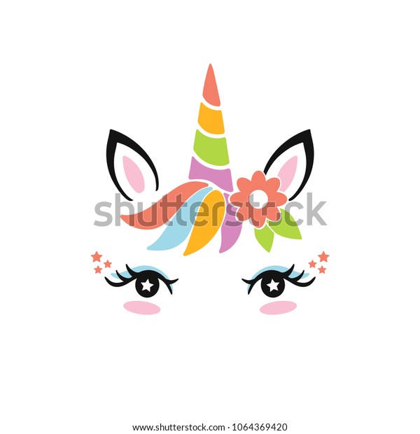 Cute Unicorn Face Funny Character Beauty Stock Vector (Royalty Free ...