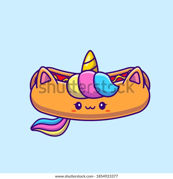 Cute Unicorn Hot Dog Cartoon Vektorsymbol: Stock-Vektorgrafik ...