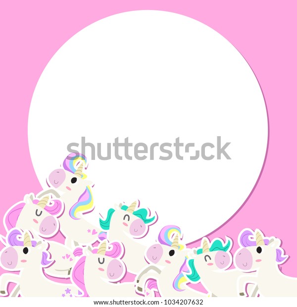 Cute Unicorn Illustration Frame: เวกเตอร์สต็อก (ปลอดค่าลิขสิทธิ์ ...