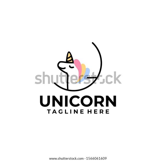 Cute Unicorn Logo Design Vector Kids Stock Vector (Royalty Free ...