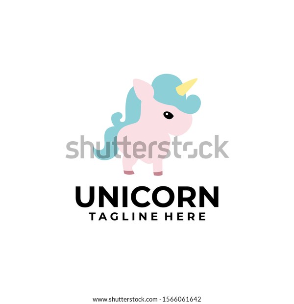 Cute Unicorn Logo Design Vector Kids: vector de stock (libre de ...