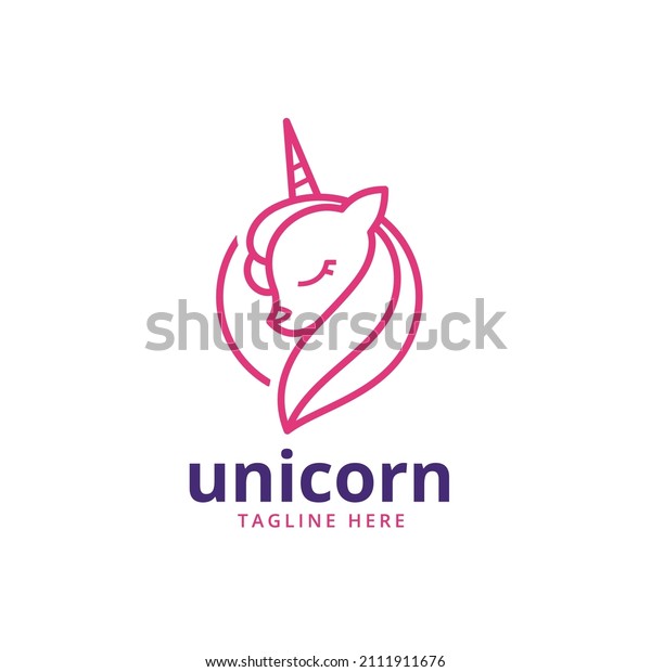Cute Unicorn Logo Design Vector Beautiful Stock Vector (Royalty Free ...