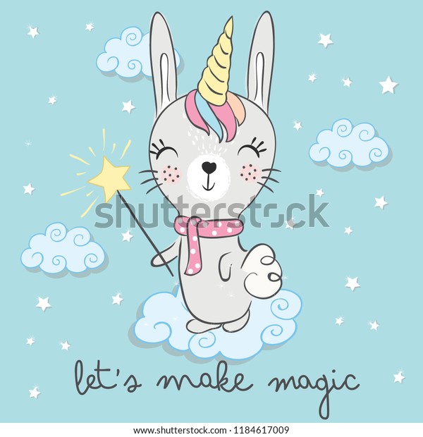 Cute Unicorn Rabbit Illustration Vector Kids Stock Vector (Royalty Free ...