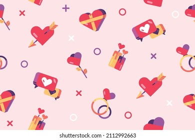 Cute Valentine Pattern Vector Stock Vector (Royalty Free) 2112992663 ...