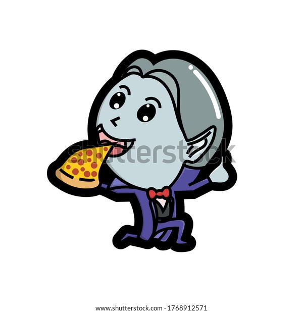 Cute Vampire Eating Pizza Good Halloween Stock Vector (Royalty Free ...