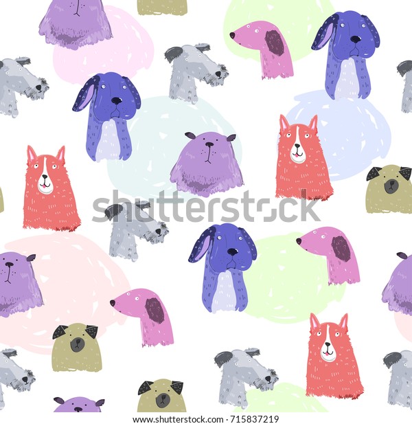 Cute Various Dogs Circles Colored Cartoon Stock Vector (Royalty Free ...