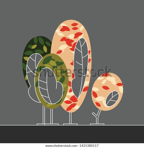 Cute Vector Art Stylish Trees Stock Vector (Royalty Free) 1425380117 ...