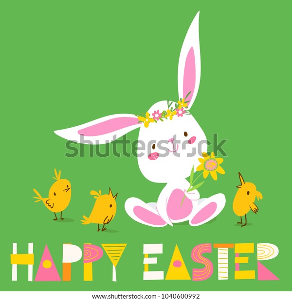 Cute Vector Card Easter Symbols Lettering Stock Vector (Royalty Free ...
