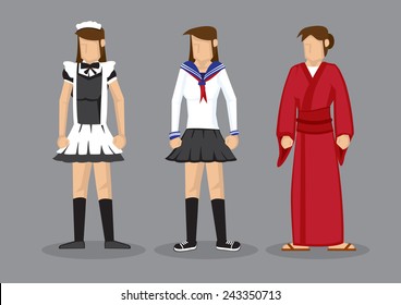 Cute Vector Cartoon Illustration Cosplayer Girls Stock Vector (Royalty ...