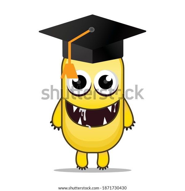 Cute Vector Cartoon Monsters Graduation Isolated Stock Vector (Royalty ...