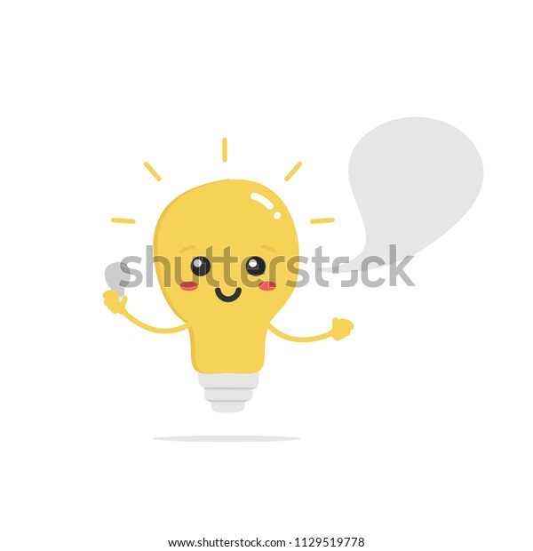 Cute Vector Cartoon Shining Light Bulb Stock Vector (Royalty Free ...