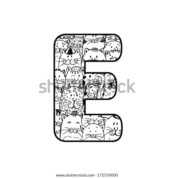 Cute Vector Cat Alphabet Letter E Stock Vector (Royalty Free) 172550000