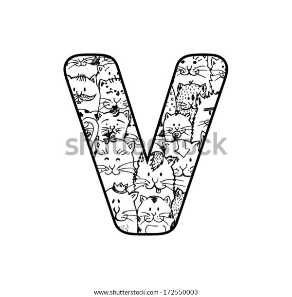 Cute Vector Cat Alphabet Letter V 库存矢量图（免版税）172550003 | Shutterstock