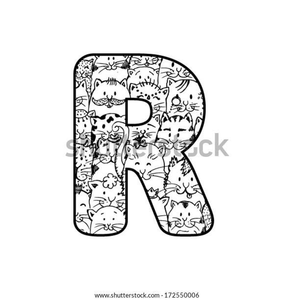 Cute Vector Cat Alphabet Letter R : image vectorielle de stock (libre ...