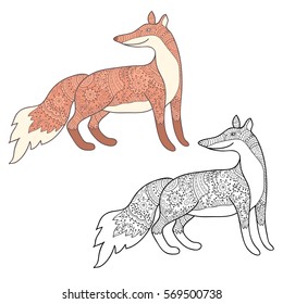 Cute Vector Fox Element Coloring Book: เวกเตอร์สต็อก (ปลอดค่าลิขสิทธิ์ ...