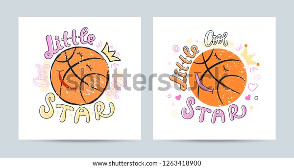 Cute Vector Illustration Basketball Print Design Stock Vector (Royalty ...