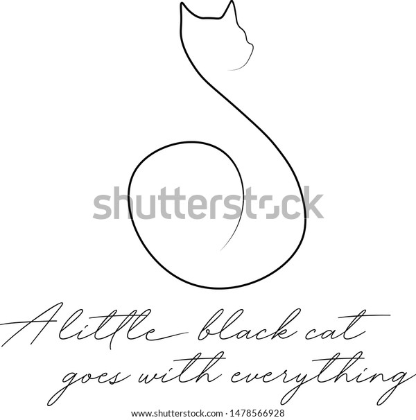 Cute Vector Illustration Black Cat Line Stock Vector (Royalty Free ...