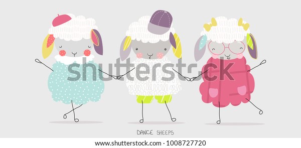 Cute Vector Illustration Cartoon Fluffy Dancing Stock Vector (Royalty ...