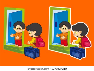 Stock vektor „Cute Vector Illustration Kids Visiting Home“ (bez ...