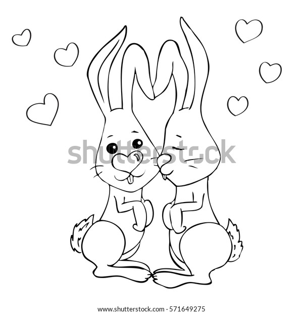 Cute Vector Illustration Rabbits Love Funny Stock Vector (Royalty Free ...