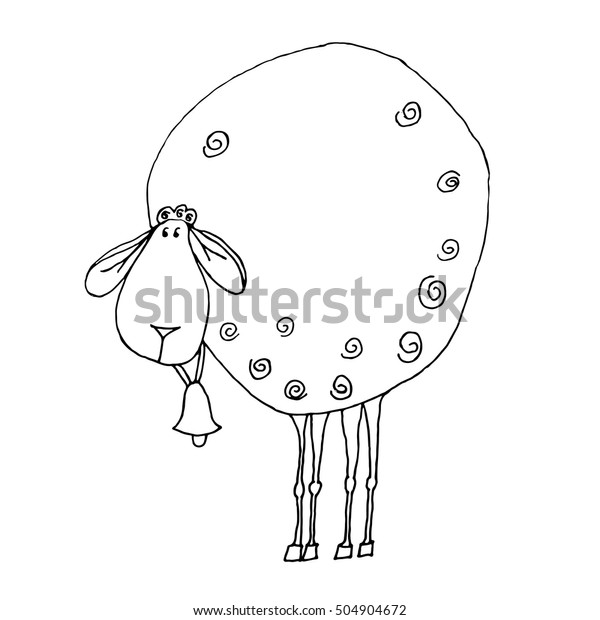 Cute Vector Illustration Uncolored Sheep: vector de stock (libre de ...