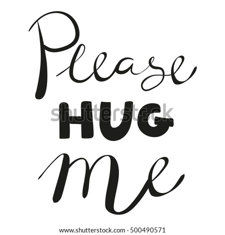 Cute Vector Inscription Please Hug Me เวกเตอร์สต็อก (ปลอดค่าลิขสิทธิ์ ...