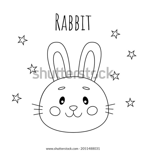 Cute Vector Outline Rabbit Cartoon Isolated Stock Vector (Royalty Free ...