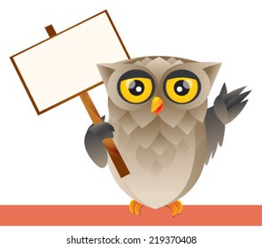 Cute Vector Owl Holding Sign Stock Vector (Royalty Free) 219370408 ...