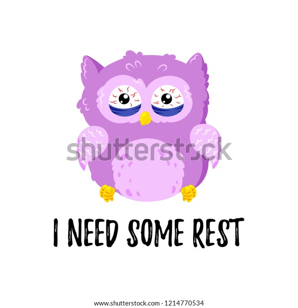 Cute Vector Tired Owl Cartoon Illustration Stock Vector (Royalty Free ...