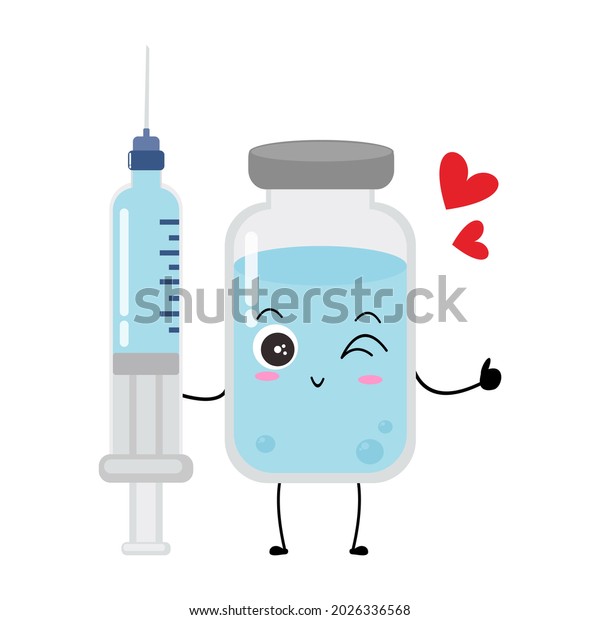 Cute Vector Vaccine Bottle Character Vaccination Stock Vector (Royalty ...