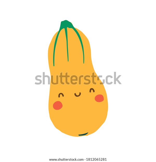 Cute Vegetable Cartoon Butternut Squash Healthy Stock Vector (Royalty ...