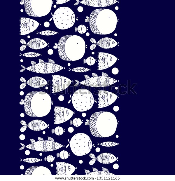 Cute Vertical Seamless Border Fish Polka Stock Vector (Royalty Free ...