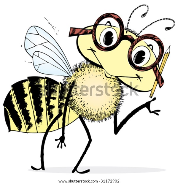 Cute Very Smart Cartoon Bee Vintage Stock Vector (Royalty Free ...