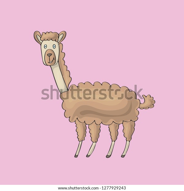 Cute Vicuna Illustrated Vector Cartoon Character Stock Vector (Royalty ...