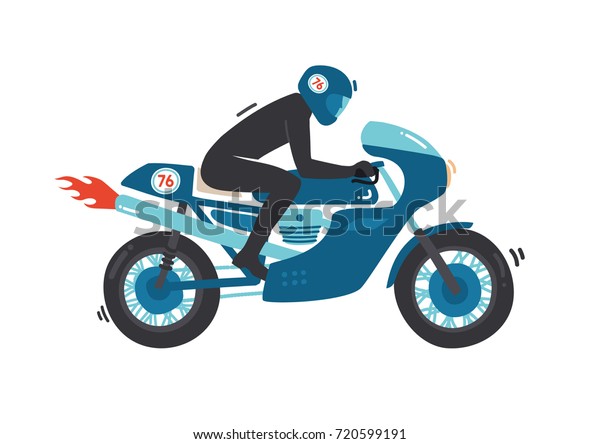 Cute Vintage Racing Motorcycle Driver Vector Stock Vector (Royalty Free ...