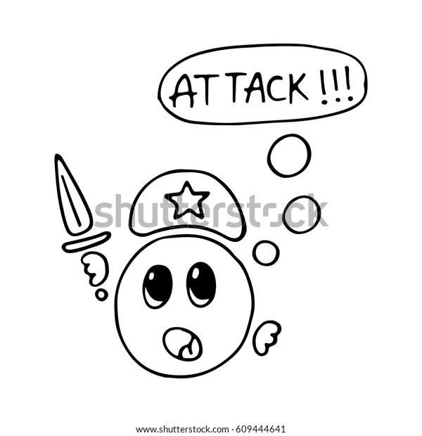 Cute Warrior Commander Sword Emoticon Say Stock Vector (Royalty Free ...