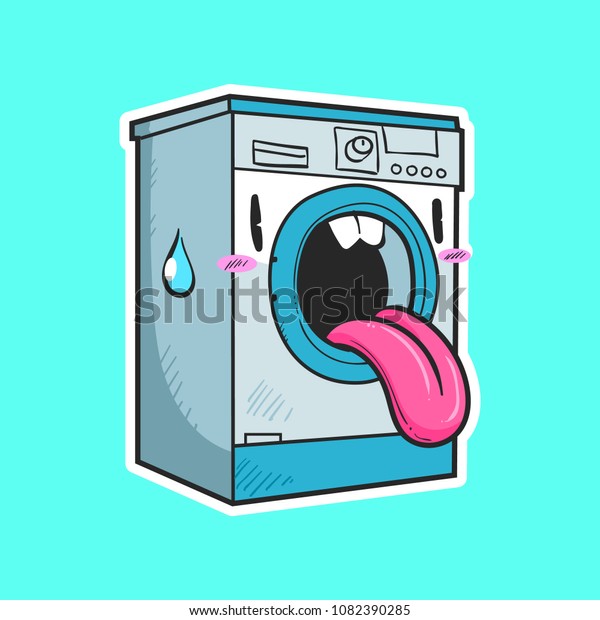 Cute Washing Machine Sticker Collection Stock Vector (Royalty Free ...