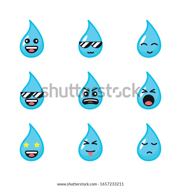 귀여운 물 이모티콘 만화 벡터 스톡 벡터(로열티 프리) 1657233211 | Shutterstock