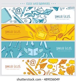 Cute Web Banners Set Hand Drawn Stock Vector (Royalty Free) 489036049 ...