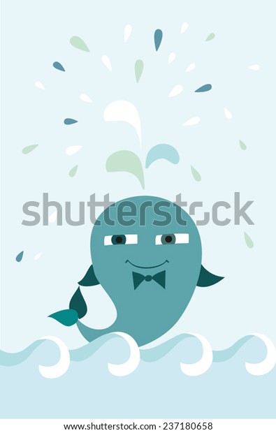 Cute Whale Spouts Water Stock Vector (Royalty Free) 237180658 ...