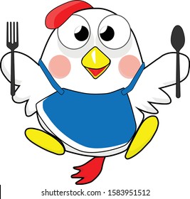 Cute White Chicken Eat Vector Stock Vector (Royalty Free) 1583951512 ...