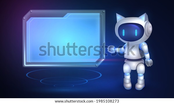 Cute White Little Robot Cat Ears Stock Vector (Royalty Free) 1985108273 ...