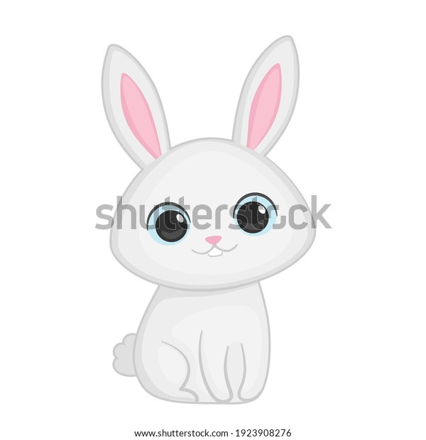 Conejo blanco lindo en ilustración vectorial de estilo caricatura