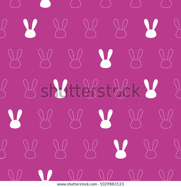 Cute White Rabbit On Pink Seamless Stock Vector (Royalty Free ...